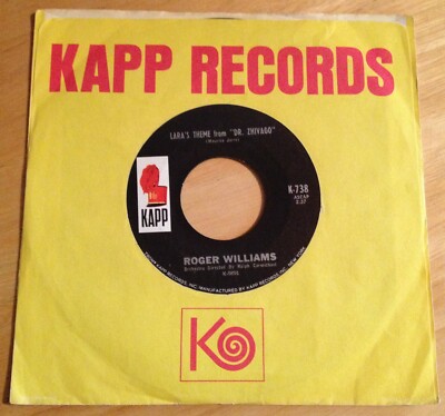 Roger Williams 45 Lara's Theme From "Dr. Zhivago" / Dulcinea | eBay