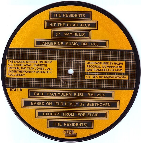 THE RESIDENTS Hit The Road Jack 7 inch Picture Disc 1987 Ralph Records ...