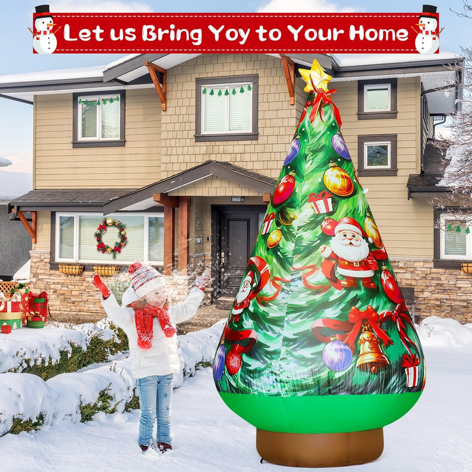 8.8 FT Christmas Inflatables Tree Outdoor Decorations Blow up Tree Yard ...