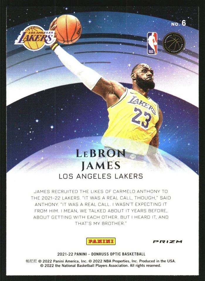 2021-22 Donruss Optic Star Gazing Holo Fast Break #6 LeBron James | eBay