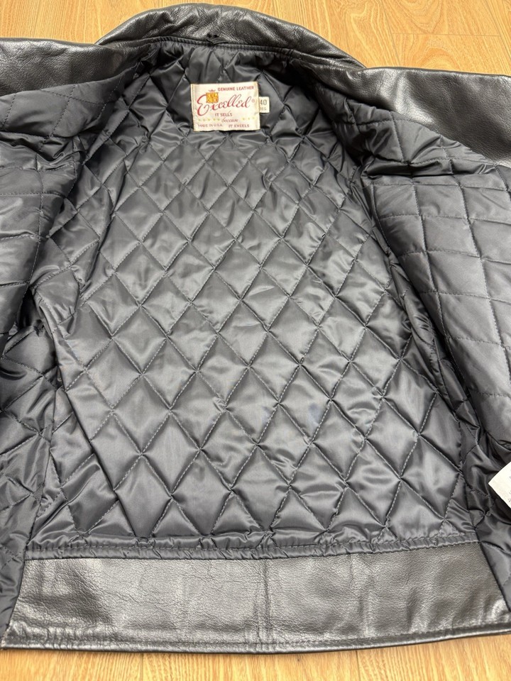 Vintage 60s 70s Excelled Leather Motorcycle Jacket Mens Black Size 40 ...