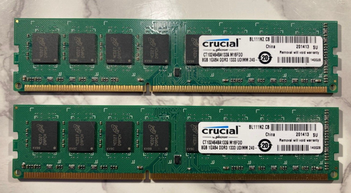 2x USED Crucial 8GB 1G64 DDR 1333 UDIMM CT102464BA1339.M16FDD | eBay
