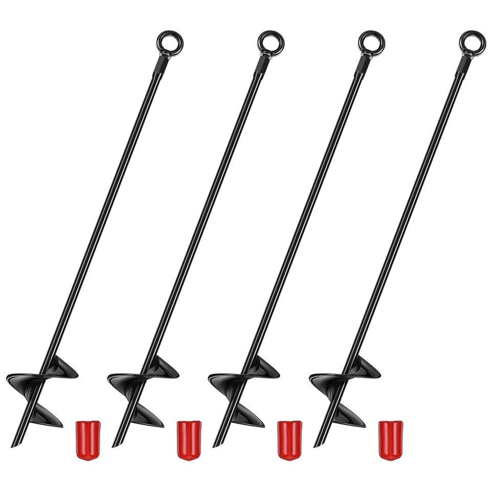 4 Pcs Ground Anchor Auger Kit for Tents Soil Hole Digging Drill Planter ...