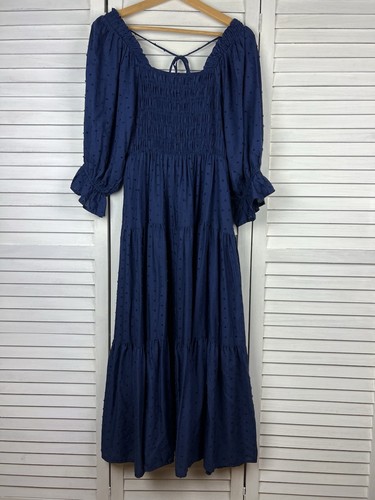 Salty Bright 100% Rayon Dress Long Puff Sleeve Summer Floaty Boho BNWOT ...