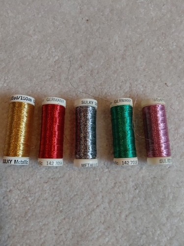 5 Spools SULKY Metallic Thread Made in Germany Fly Tying Various Colors ...