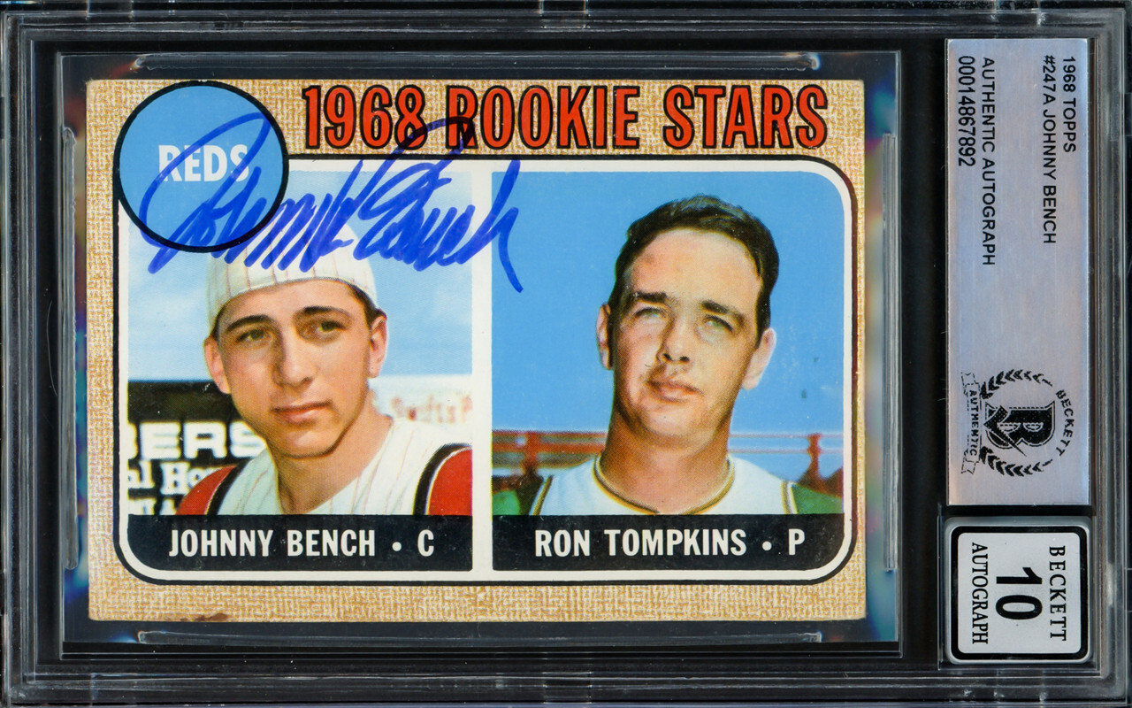 Johnny Bench Signed Cincinnati Reds 1968 Topps Rookie Card #247 | eBay