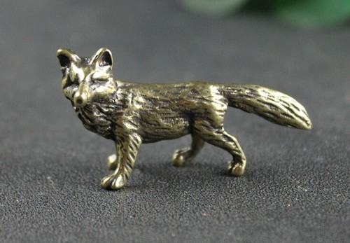 Brass Fox Animal Statue Small Tabletop Figurine Home Decor Gifts | eBay