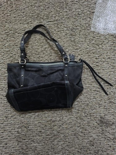 COACH BLACK SIGNATURE LUREX STUDDED TOTE SHOULDER BAG 12911 HANDBAG ...