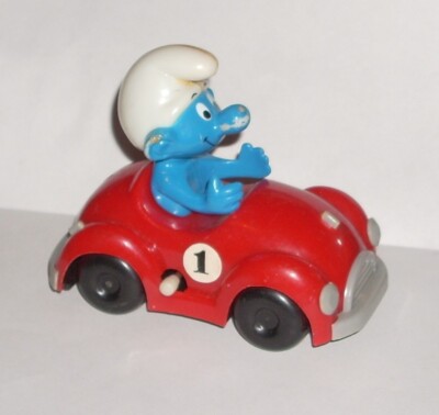 Vintage 1982 Galoob Smurf in Red Wind Up Car 1980's Toy Rare | eBay