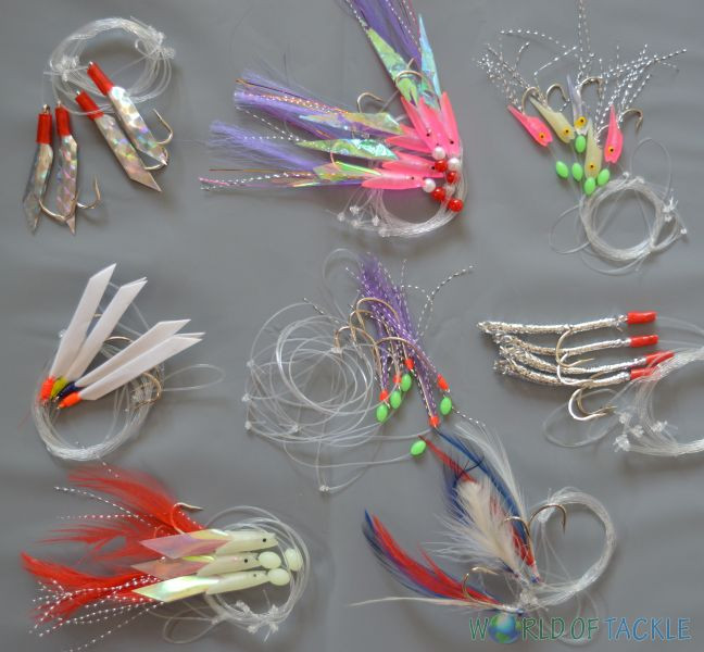 8 Packs Mackerel Feathers Bass Cod Lure Lures Sea Fishing Rigs Tackle ...