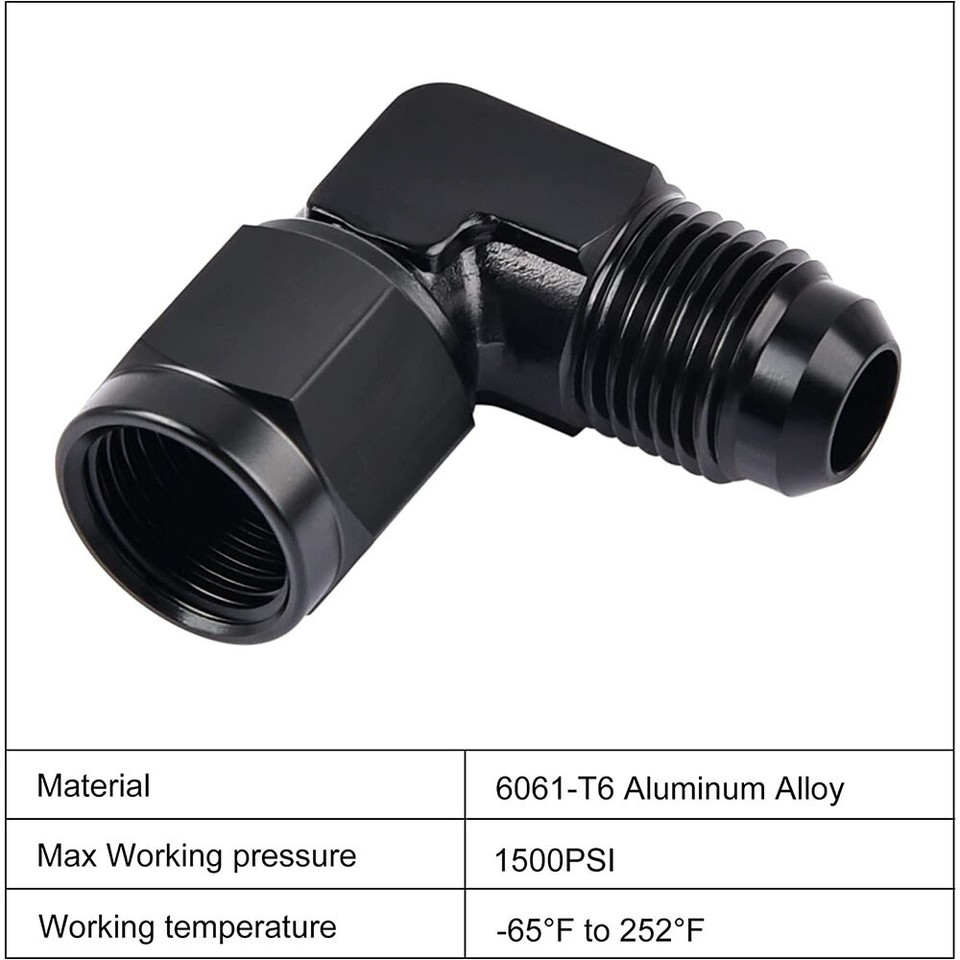 AN8 Female to 8AN Male 90 Degree Flare Swivel Hose Fitting Adapter ...