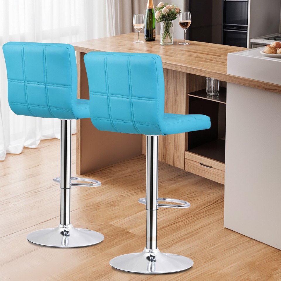 Bar Stools Set of 4 PU Leather Adjustable Swivel Barstools Kitchen ...