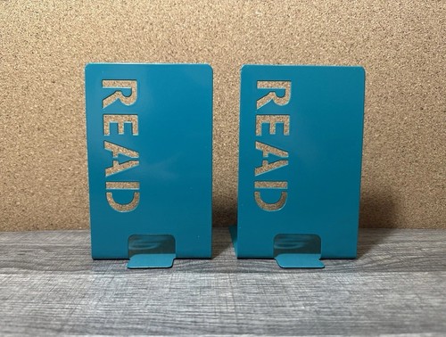 Bookends Metal Read Teal Set Of 2 Organize Books School Home New Decor ...