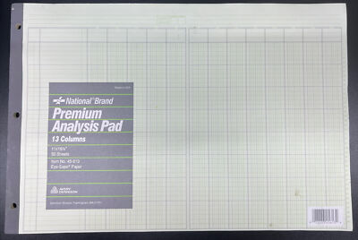National Analysis Pad, 13 Columns, Green Paper, 11 x 16.375", 50 Sheets ...