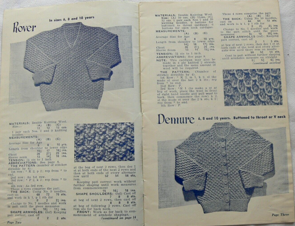 Boys and Girls 6, 8 & 10 yrs Cardigan, Jackets, Sweater - 8 Ply ...