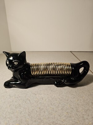 Vintage Black Cat Letter Holder/Recipe Card Holder Office Desk Ceramic ...