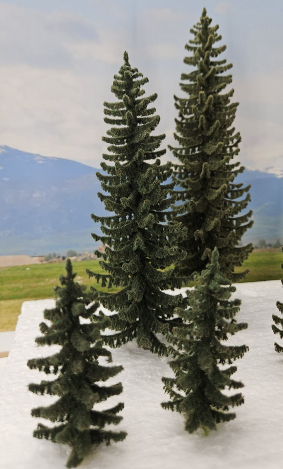 Busch (Germany) HO/TT Scale Scenery - Eight Premium Spruce Forest Trees ...