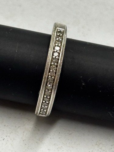 Platinaire SK9 Sterling Silver Diamond Thin Wedding Band Ring Size 7 #0 ...