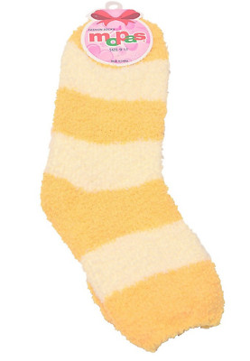 MOPAS YELLOW TWO TONE STRIPE FUZZY SOFT SOCKS SIZE 9-11 NWT | eBay