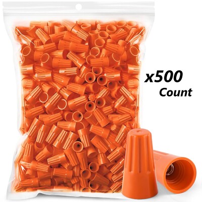 Orange Wire Nuts Lot 500 Piece UL Listed Twist-On for 20-18 Gauge AWG ...