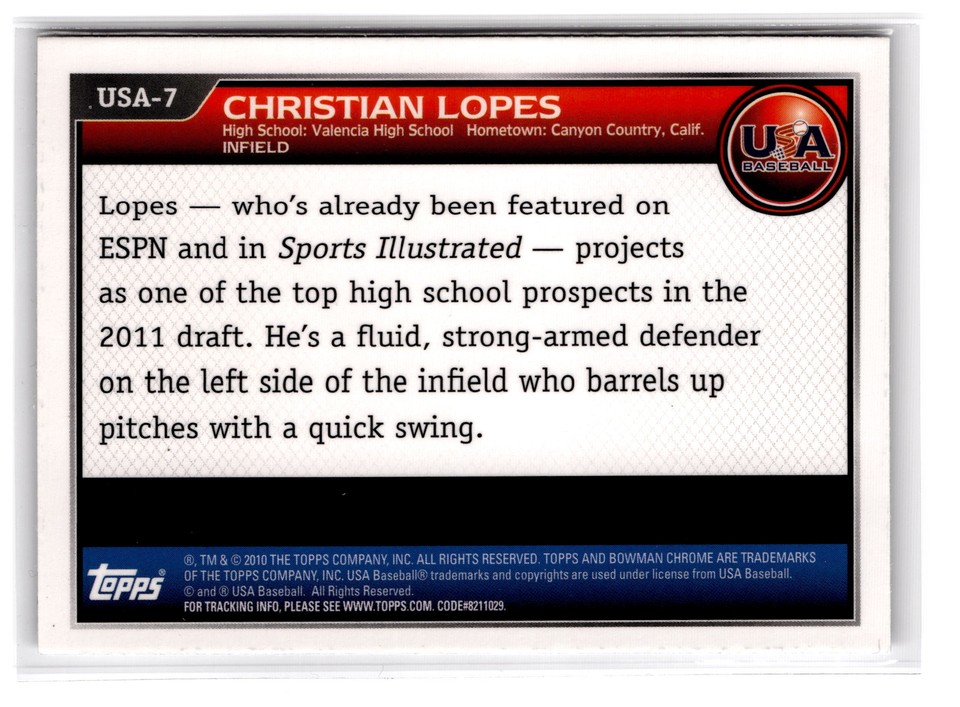 Christian Lopes #USA-7 2010 Bowman Chrome USA Stars | eBay