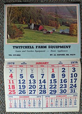 Oxford Maine ME Twitchell Farm Equipment Calendar 1976 | eBay