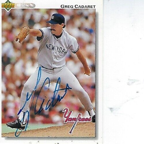 GREG CADARET SIGNED 1992 UPPER DECK #412 - NEW YORK YANKEES | eBay