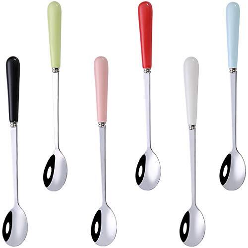 Dinner Spoons Set Of 6 Stainless Steel Iced Teaspoons With Ceramic ...