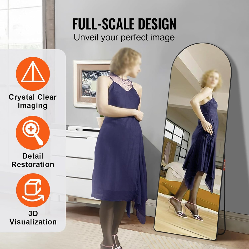 Specchio Ad Arco a Figura Intera 1650 X 558 Mm Grande Specchio Da Terra ...