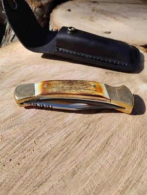 Buck 110 Stag With Custom Chain link Style File Work | eBay
