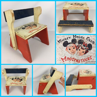 Vintage Original MICKEY MOUSEKETEERS Convertible Step Stool Chair ...
