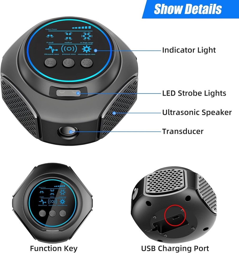 Ultrasonic Rodent Repellent Pest Repeller 4-in-1 Mouse Blocker Rat ...