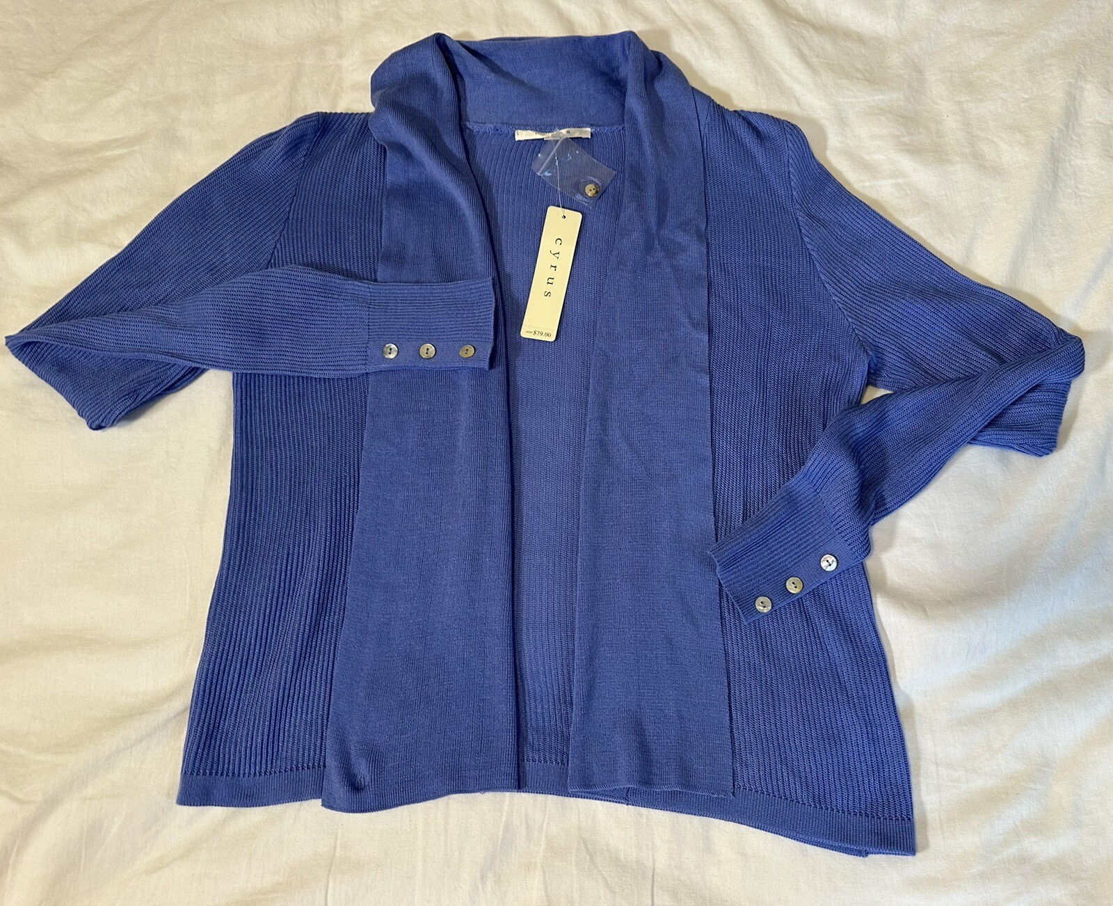 Cyrus Open Front Button Sleeve Cardigan Periwinkle Blue Women’s Small ...