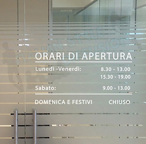 ADESIVO NEGOZIO VETRINA ORARI DI APERTURA VINILE PERSONALIZZATO ...