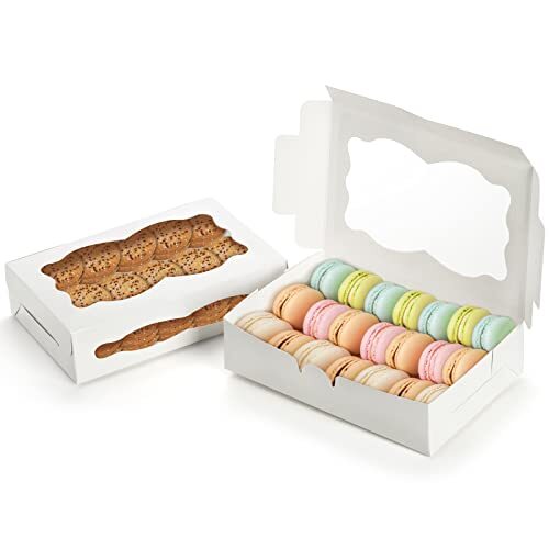 50 Pack White Cookie Boxes For Gift Giving 8"—5.4"—2" Bakery Candy Box ...