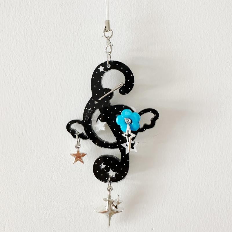 Flower Rotating Musical Note Keychain Creative Stress Relief Keyring ...