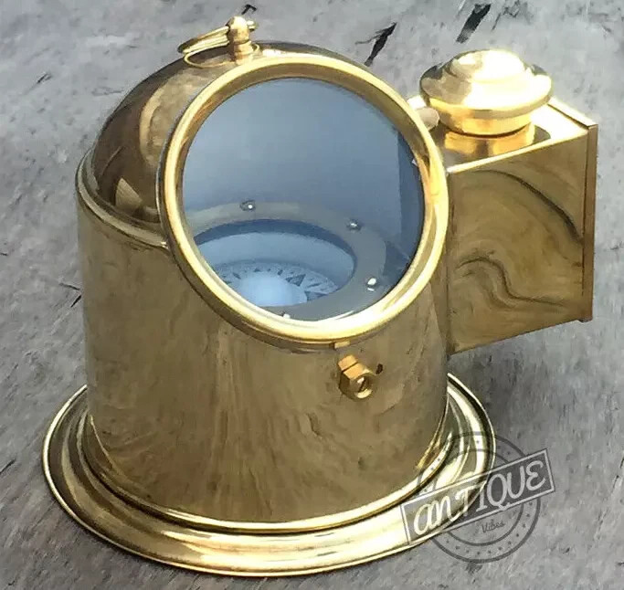Vintage Boat Navigation Nautical Oil Lamp Gimbals Binnacle Compass Ship ...