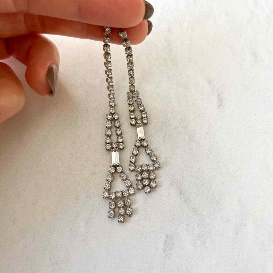 [boutique] long dangle rhinestone drop earrings | eBay