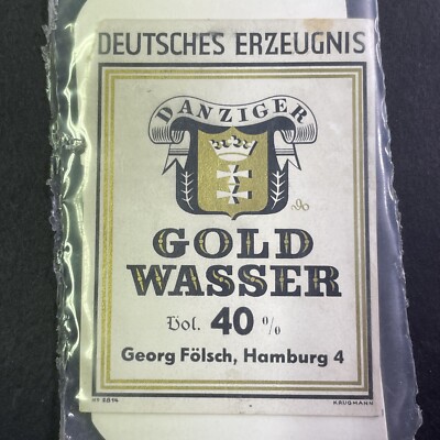 Vintage 1920s Danziger Goldwasser Gold Leaf Vodka UNUSED Paper Label ...