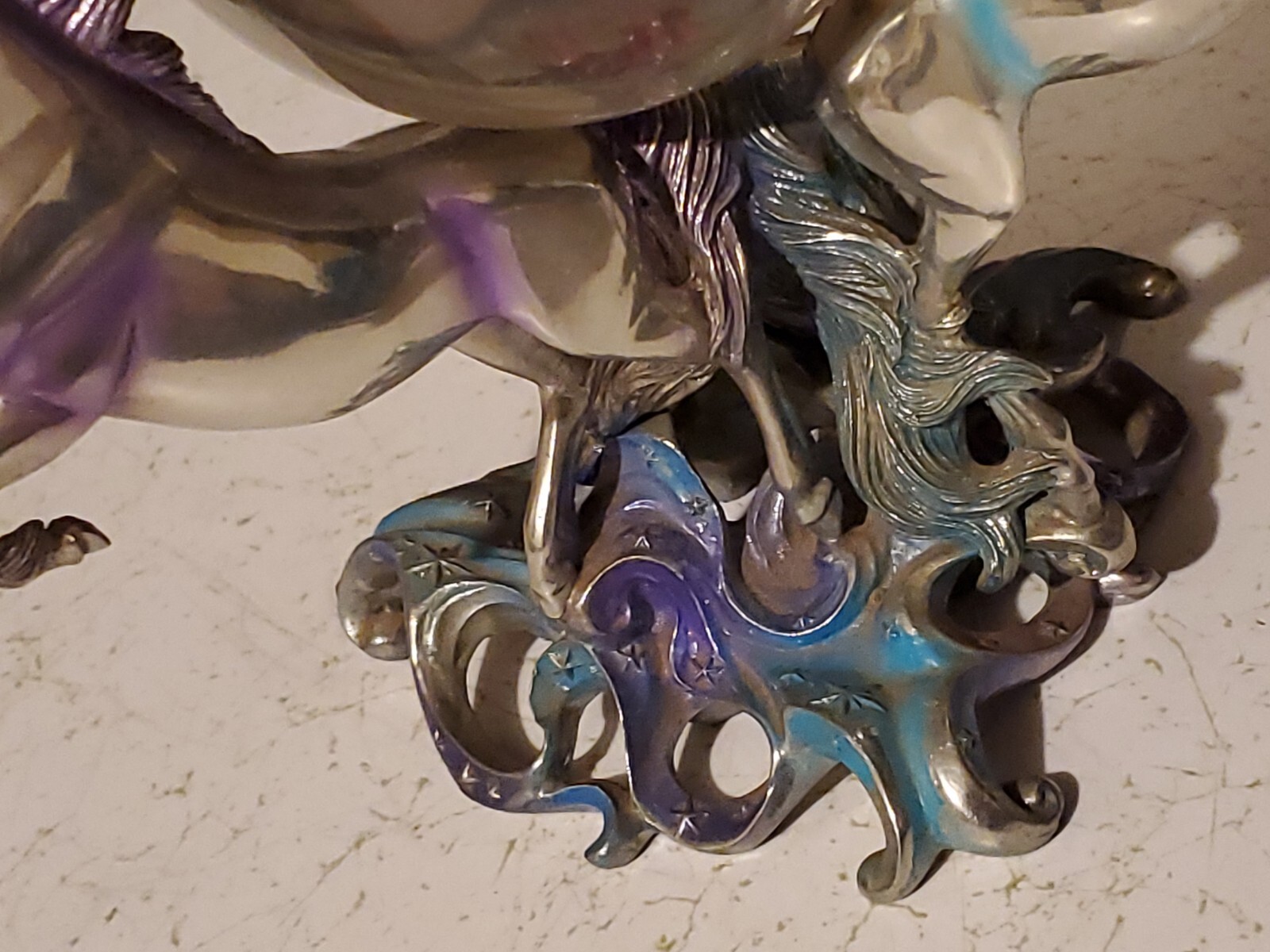 FRANKLIN MINT UNICORNS OF THE NEW AGE PEWTER SCULPTURE CRYSTAL BALL BY ...