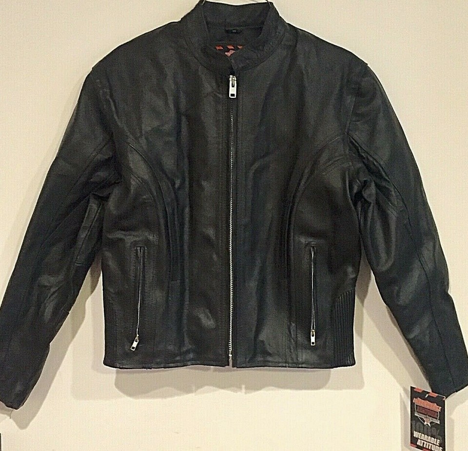 Interstate Leather Classic Jacket Men's Medium Motorcycle Scooter Black ...