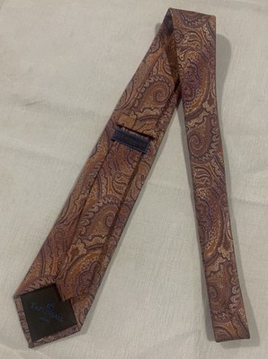 Tattersall London Silk Tie Orange Brown Paisley Luxury Mens Necktie ...