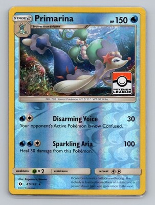 Primarina 41/149 Reverse Holo Pokemon League Promo Stamped Sun & Moon ...