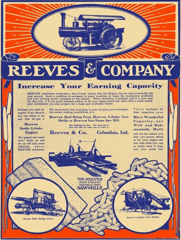 1911 Reeves Steam Engine & Equipment, Sawmill NEW Sign 24x30" USA Steel ...