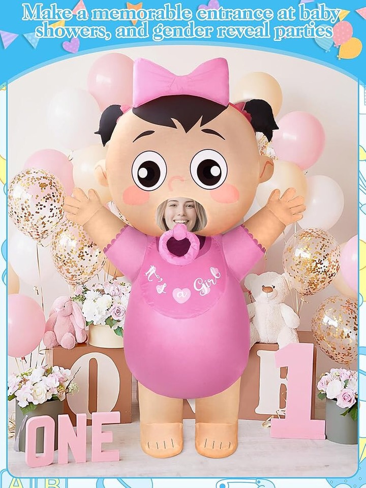 Inflatable Gender Reveal Baby Girl Costume adult cosplay gender shower ...