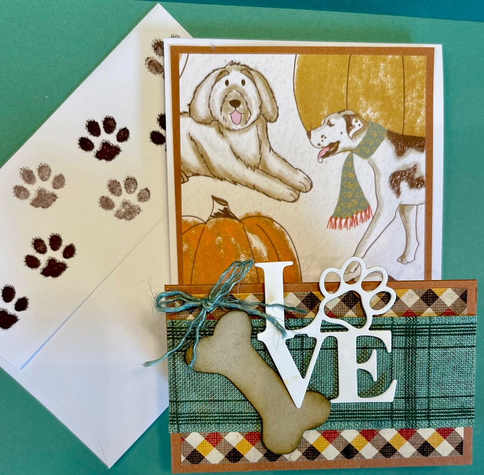 4 Dog Lover “Love” Paw Prints Fall Pumpkins BFF Stampin Up Card ...