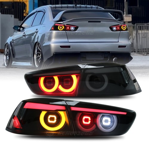 LED Tail Lights For Mitsubishi Lancer EVO X 2008-2017 Smoked 4Pcs Rear ...