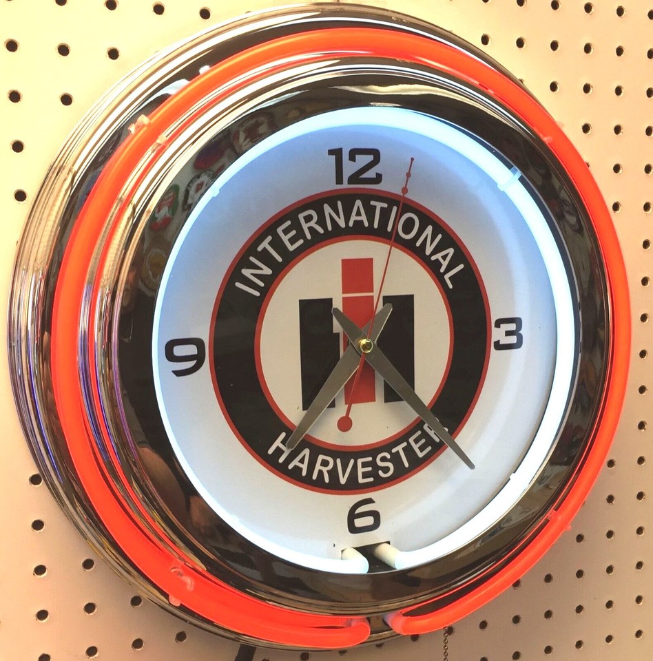 15" International Harvester IH Sign Double Neon Clock | eBay
