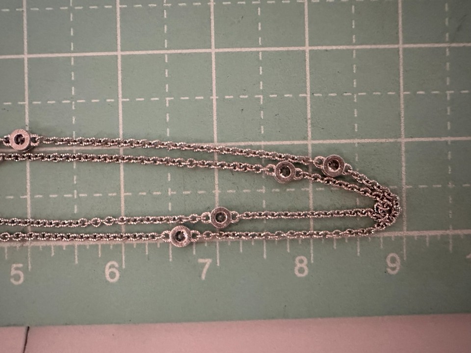 MINT Necklace MARKED JUDITH RIPKA 925 STERLING SILVER Chain Crystal ...