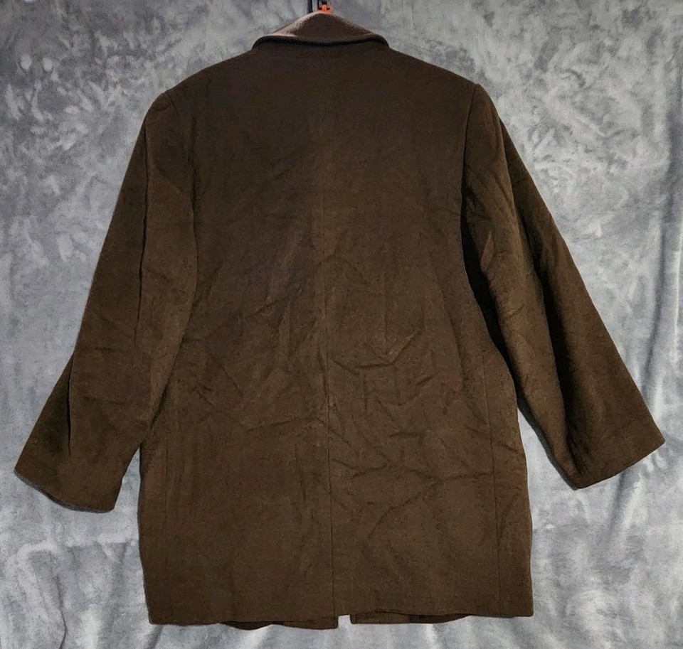 Pronto Uomo Coat Mens 42R Brown Wool Blend Overcoat Mid Length Classic ...